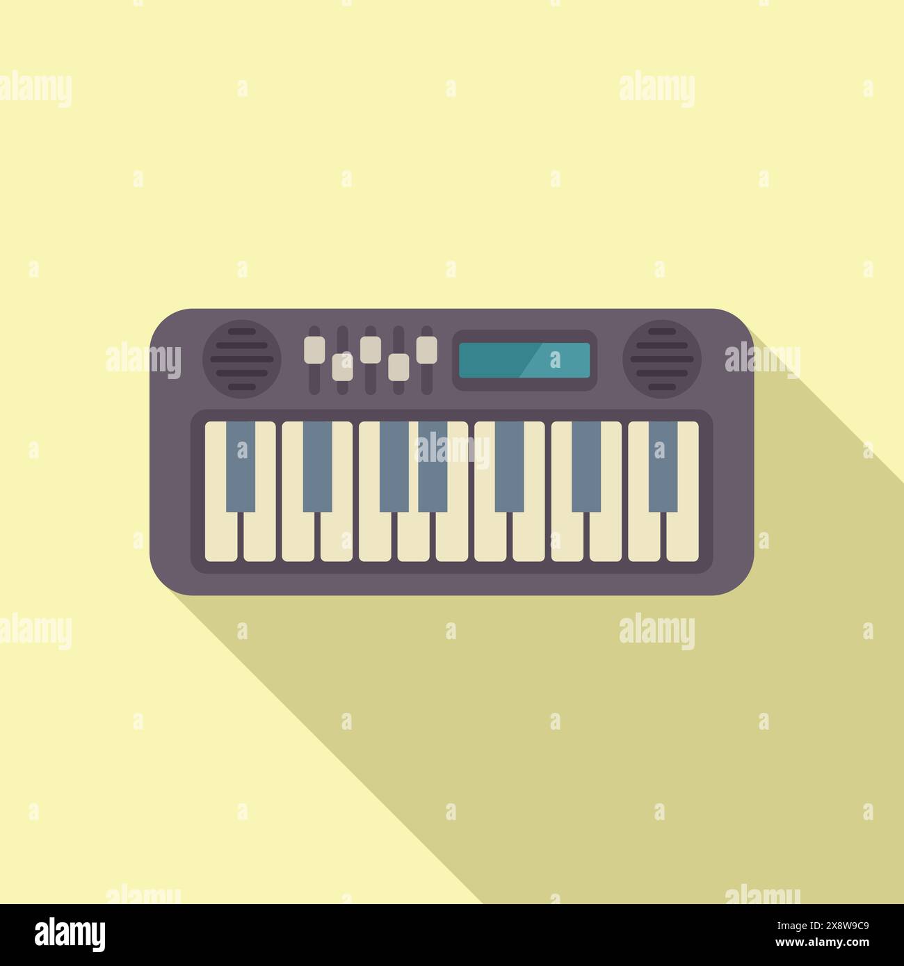 Flat design vector graphic depicting a stylized electronic keyboard on ...