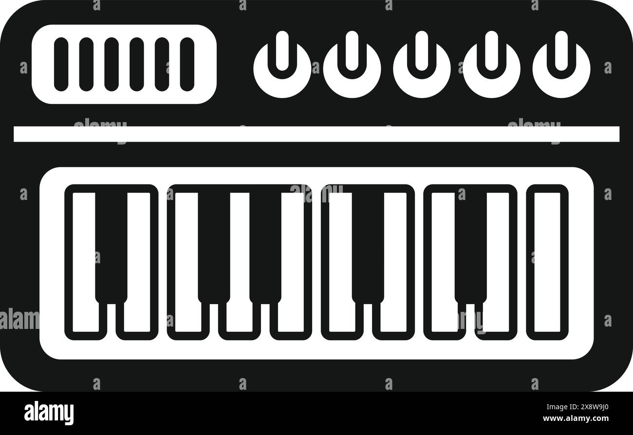 Vector illustration of a mini electronic synthesizer keyboard icon in ...