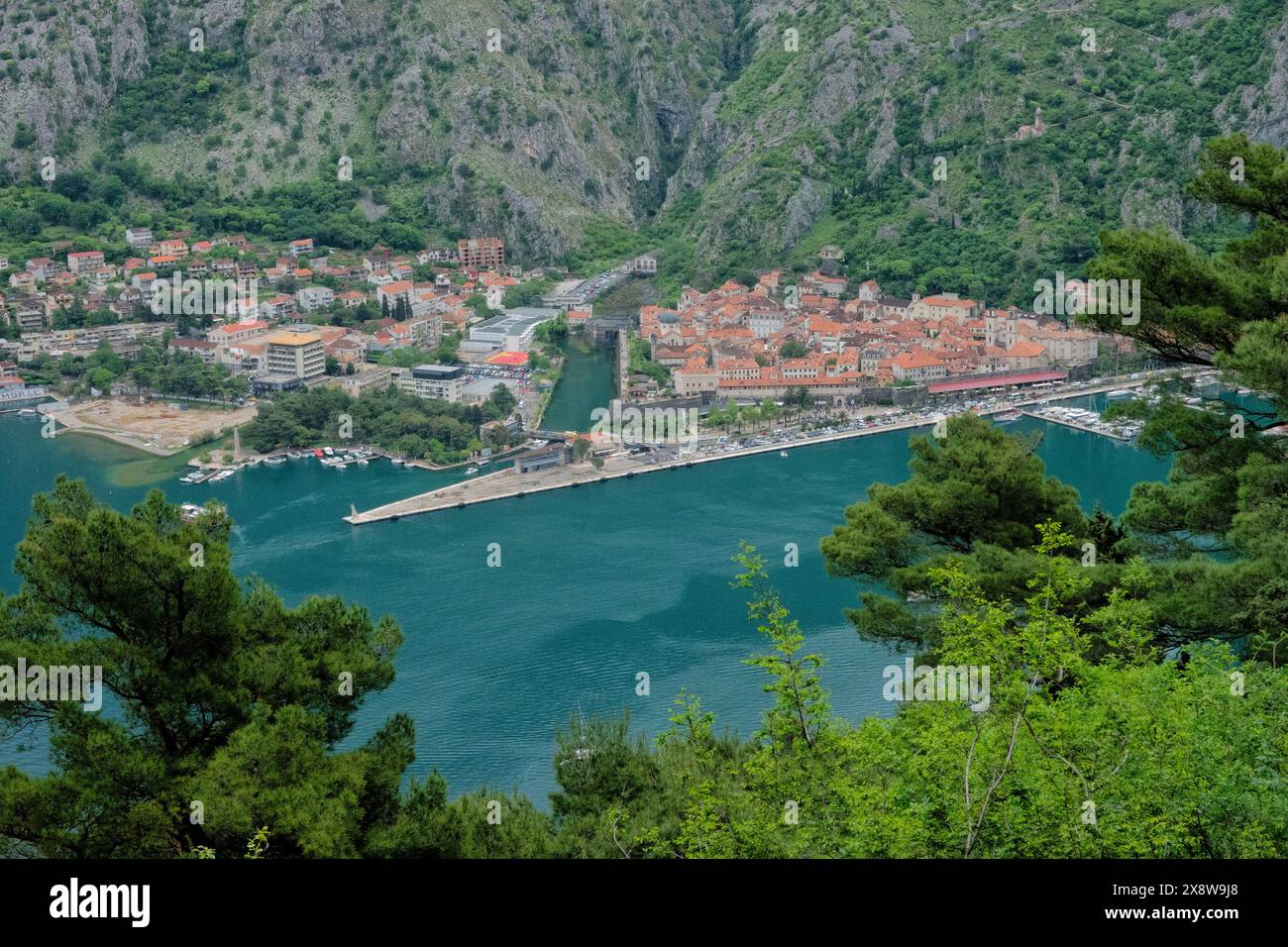 View of the UNESCO World Heritage Kotor Old Town from Vrmac, Kotor ...