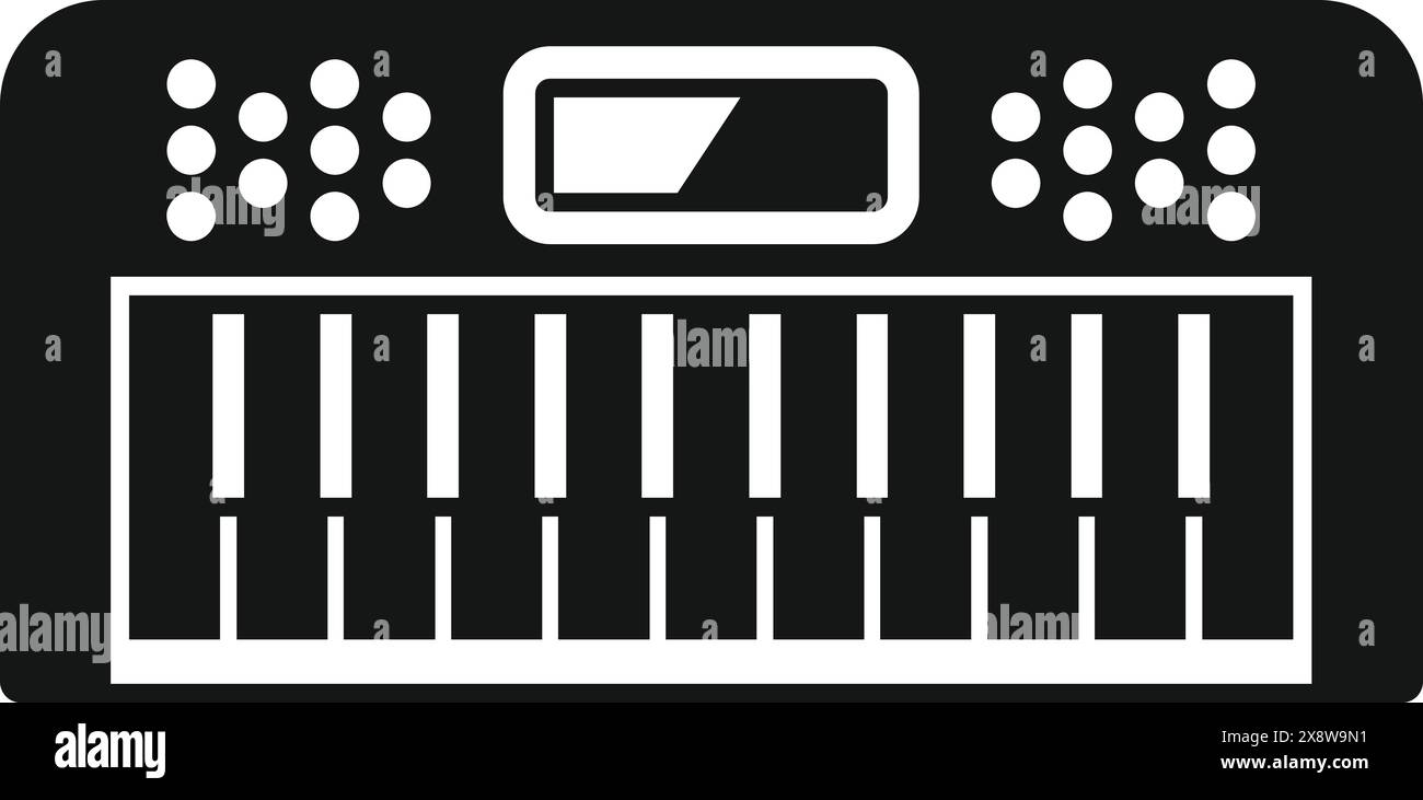 Digital piano keyboard icon in modern flat design and minimalistic ...