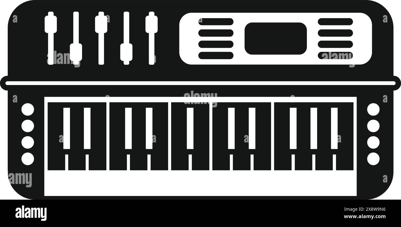 Vector graphic depicting a modern synthesizer keyboard in a simple ...