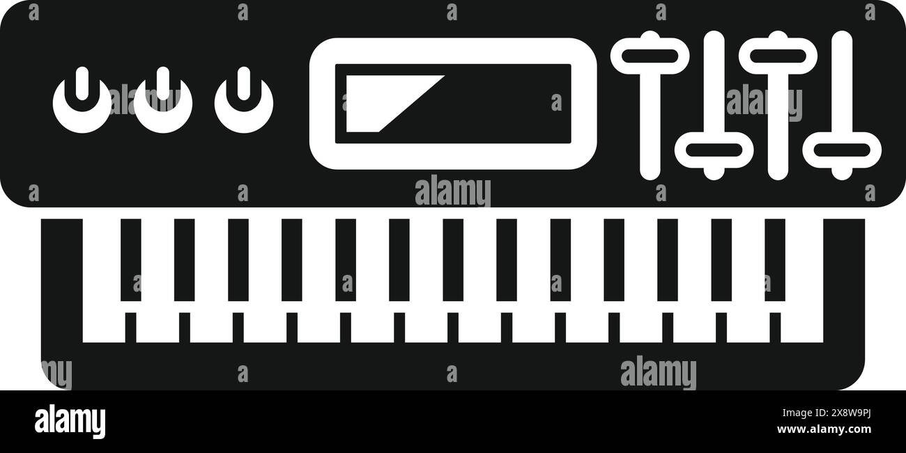 Graphic icon of a synthesizer in a clean black and white design, ideal ...
