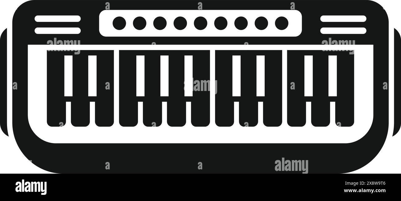 Simple vector illustration of a harmonica icon in black and white Stock ...