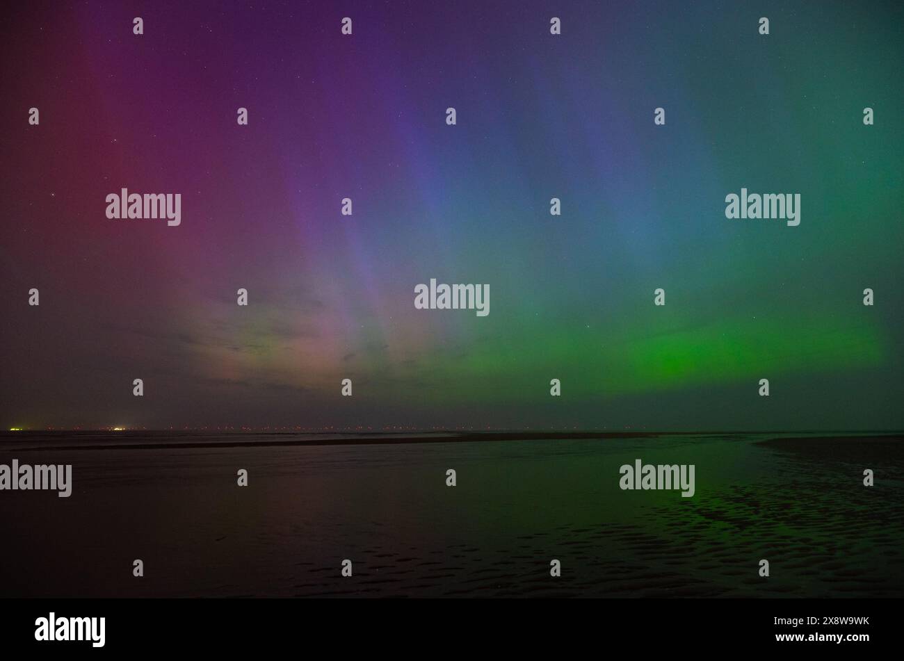 Northern lights (Aurora borealis) in a variety of colors over the North ...