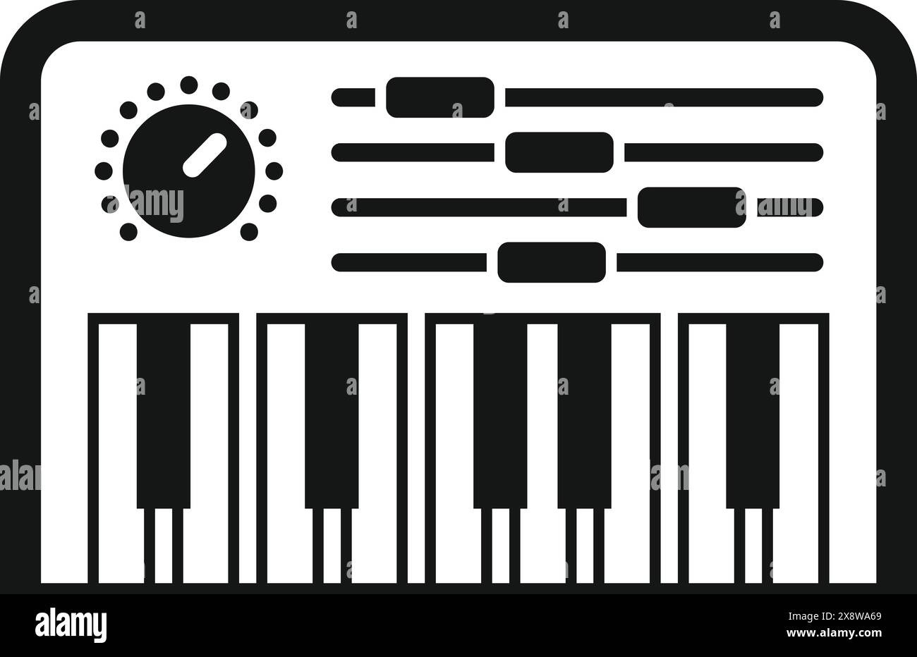 Vintage synthesizer icon illustration in black and white, vector ...