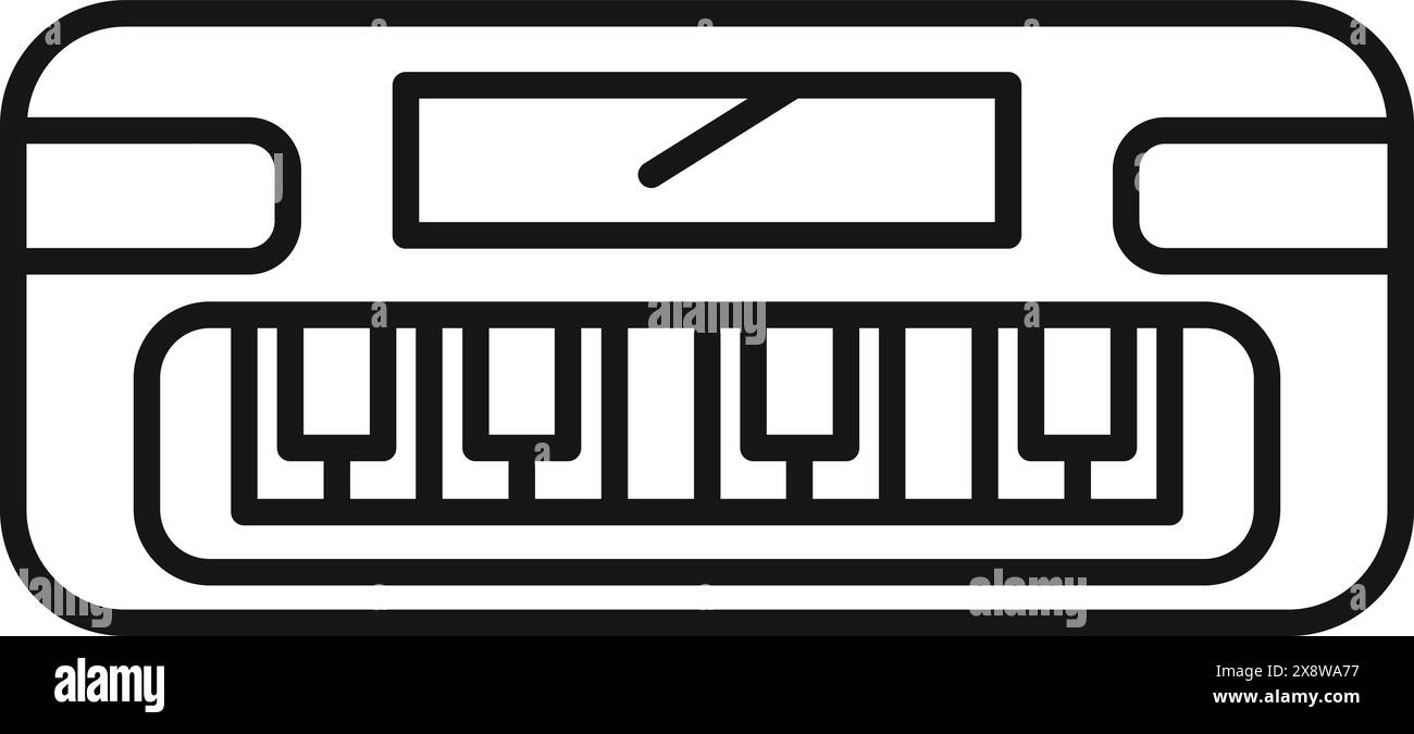 Black and white line art of a classic piano keyboard, ideal for ...