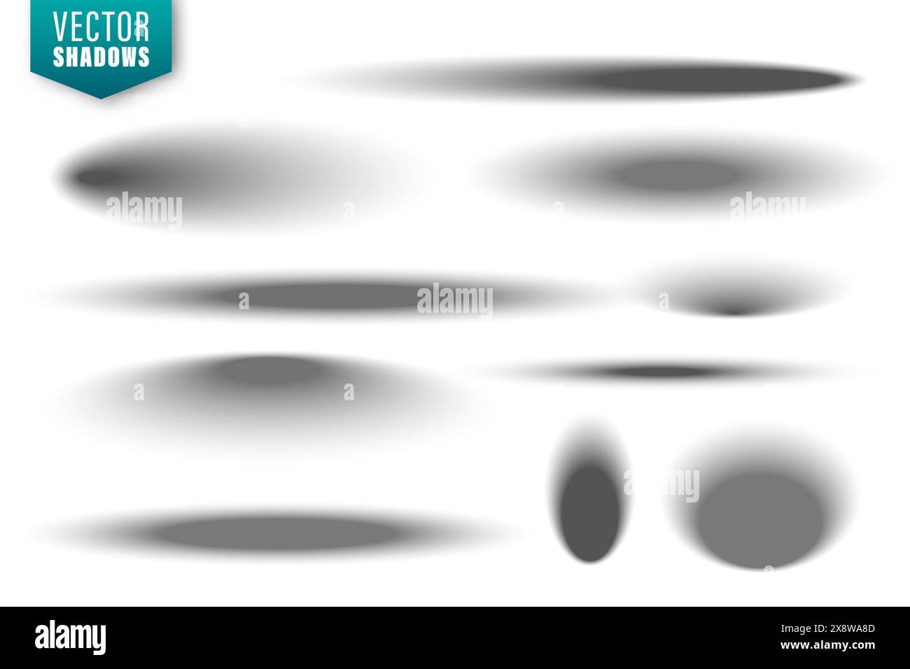 Realistic shadow effect. Round shadows collection isolated on white ...