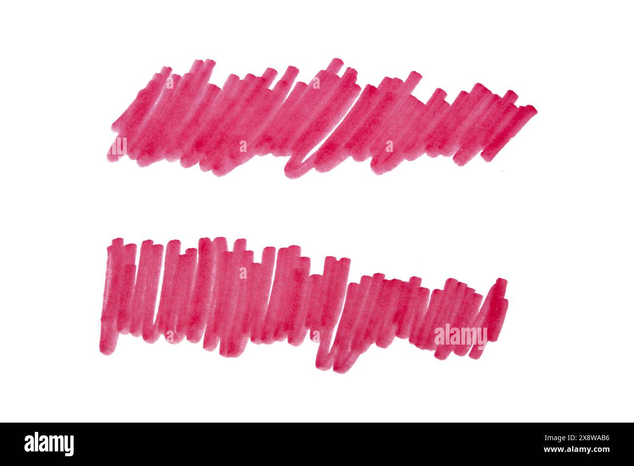 Red marker pen strokes design element on isolated white background ...