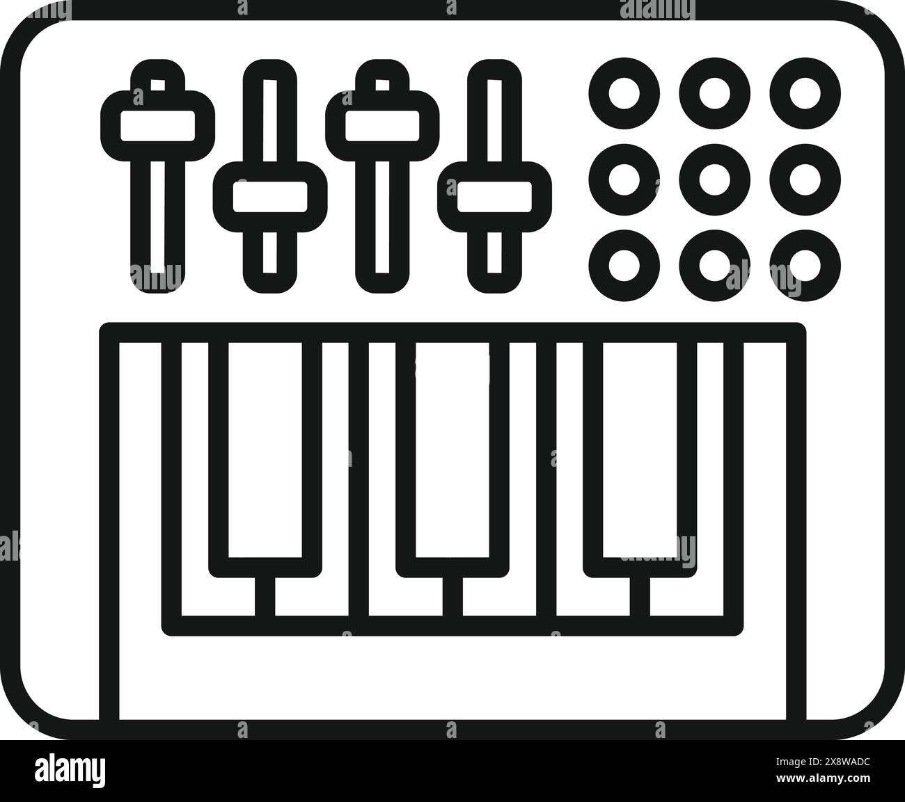 Minimalistic black and white line drawing of a midi keyboard with ...