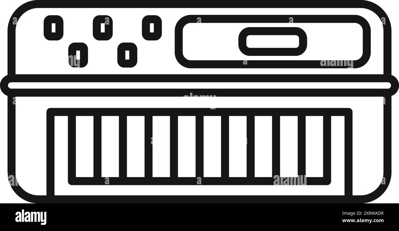 Vector illustration depicting a simple line drawing of an electronic ...
