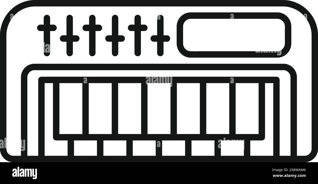 Simple black and white line drawing of a modern electronic keyboard ...