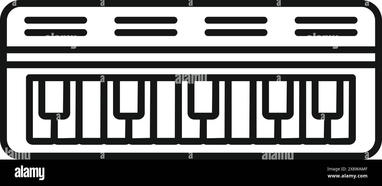 Simple black and white line drawing of an electronic keyboard, suitable ...