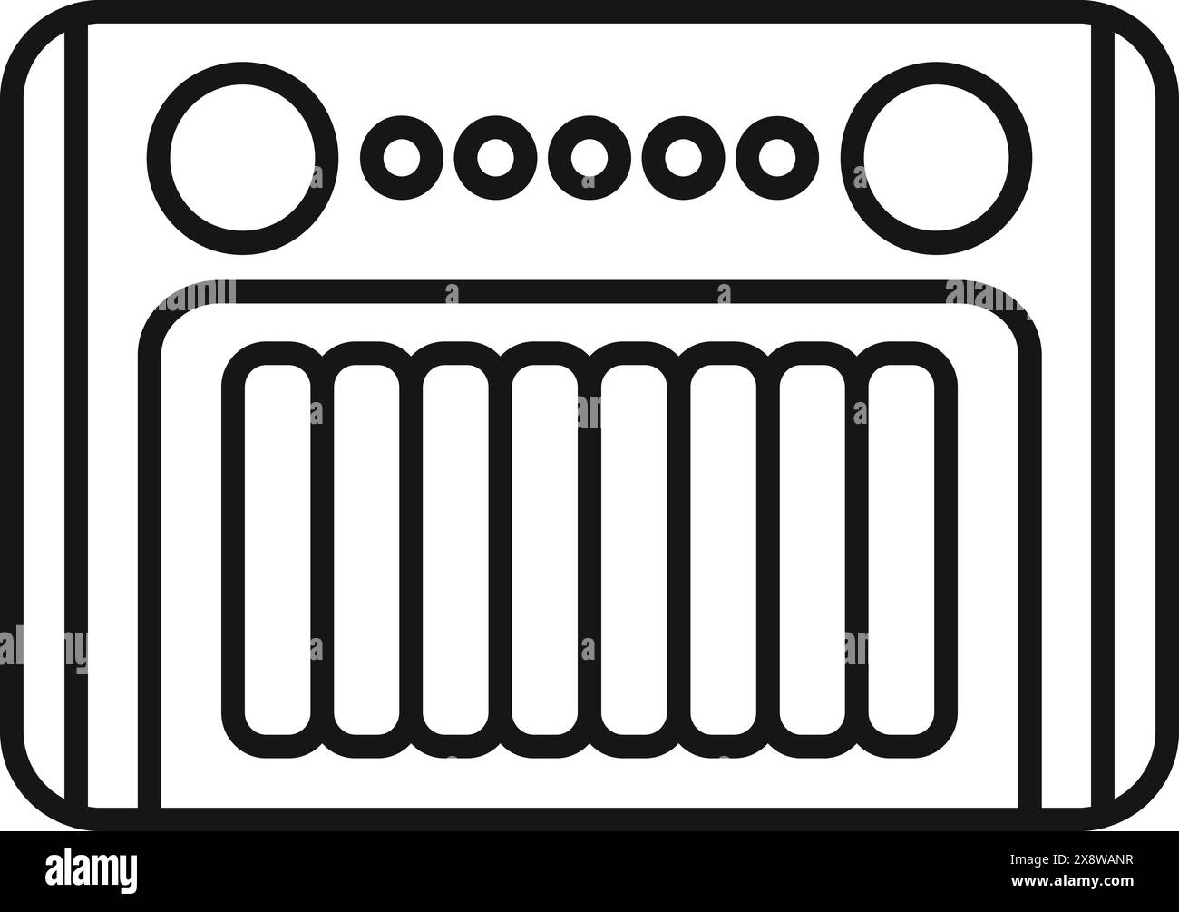 Black and white line drawing of a classic retrostyle radio, suitable ...