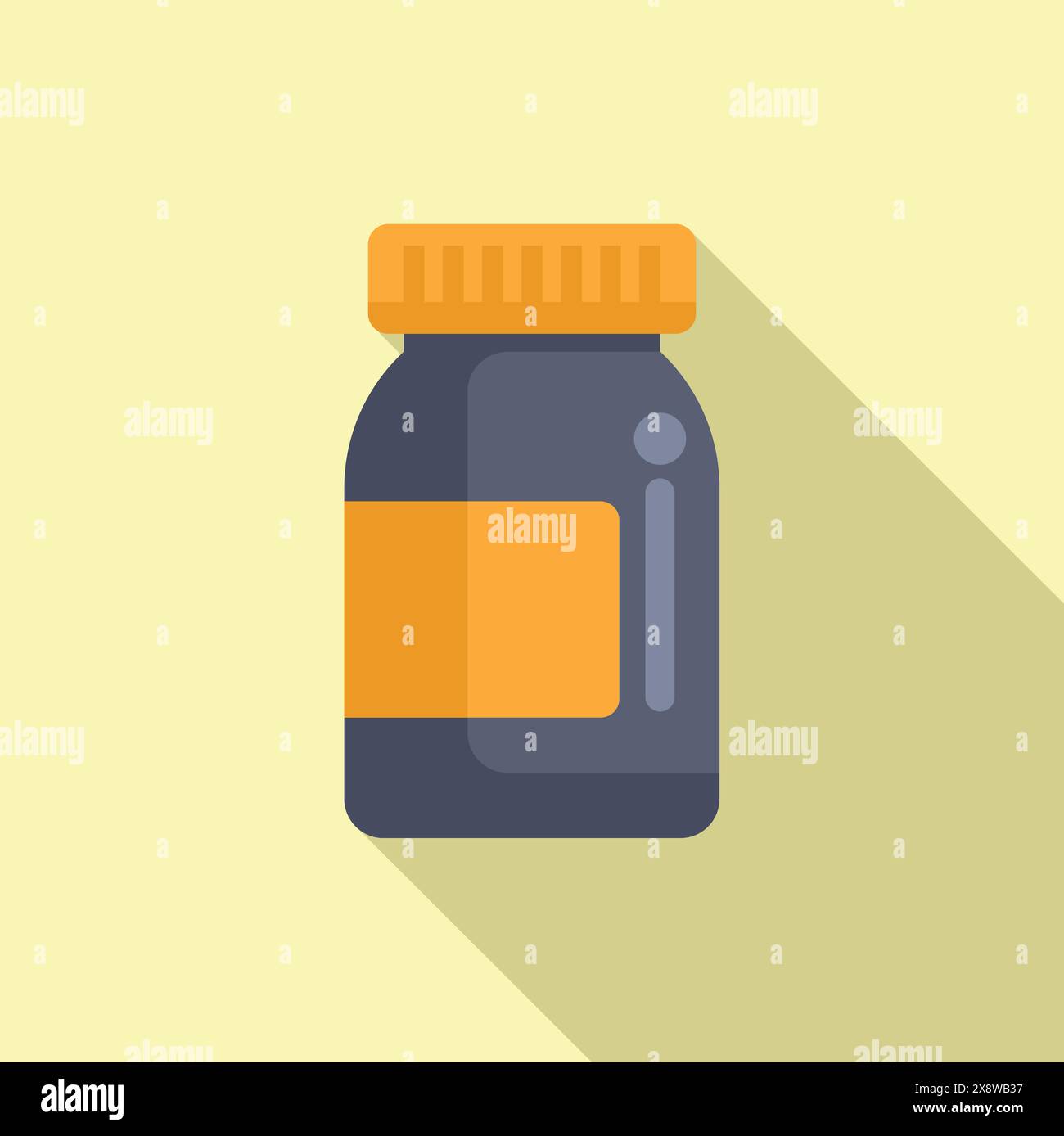Graphic icon design featuring a flat illustration of a pill bottle with ...