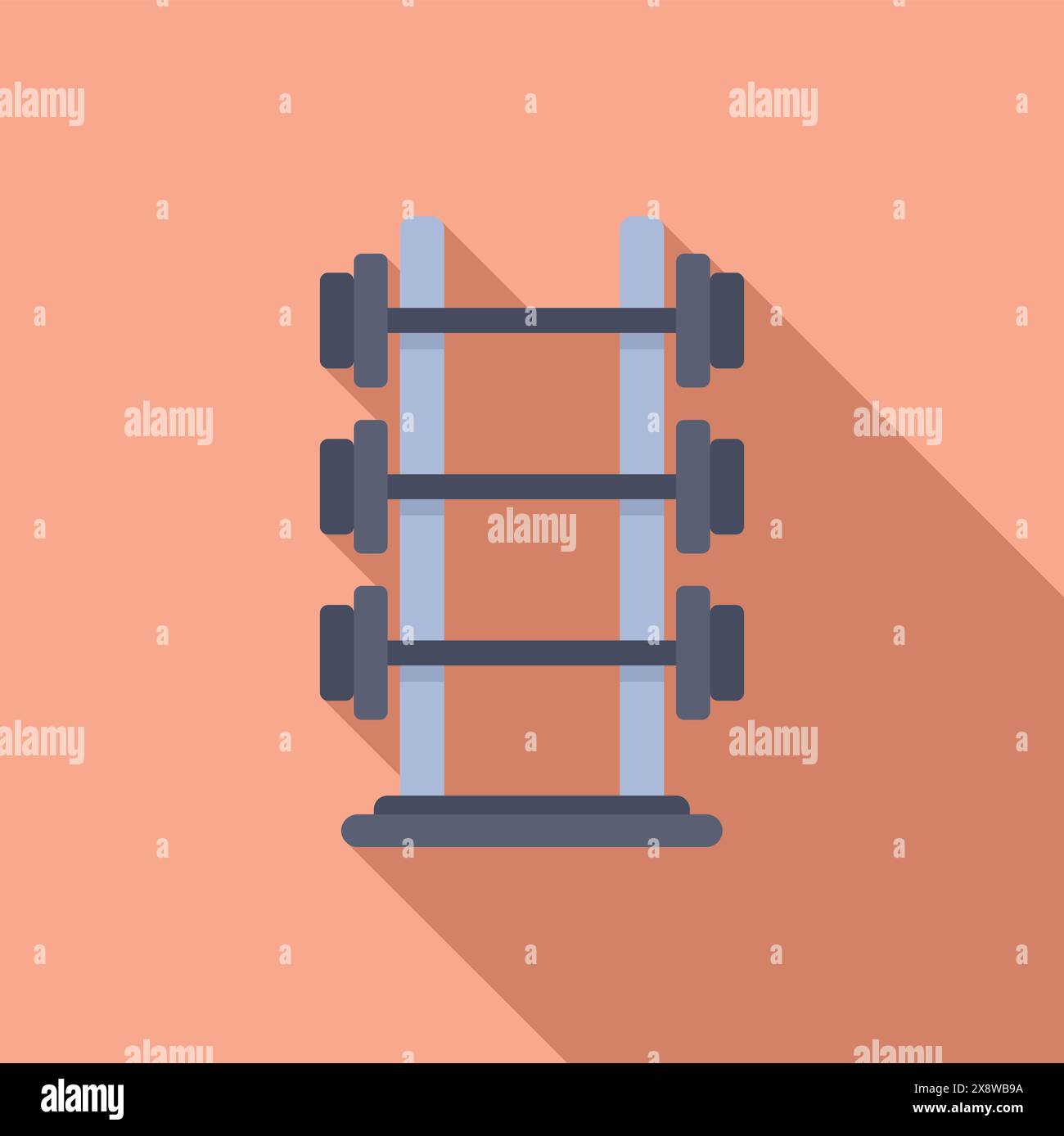 Minimalist vector graphic depicting a rack of dumbbells, suitable for ...