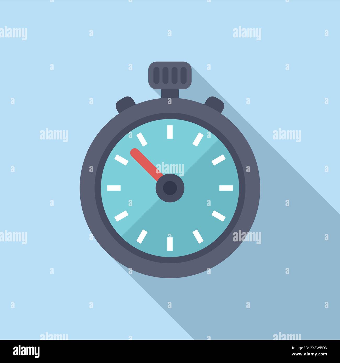 Flat design illustration of a vintage stopwatch with shadow, showcasing ...