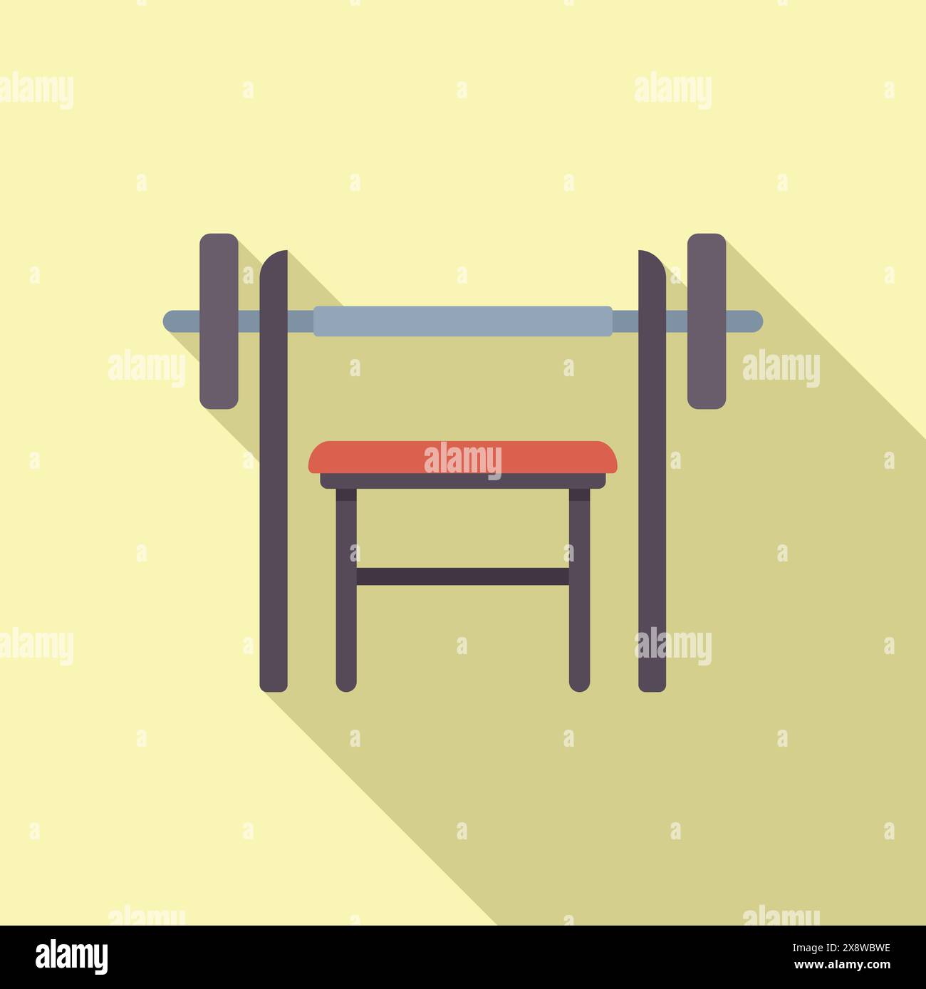 Modern flat design of a barbell bench press set up, with a minimalistic ...