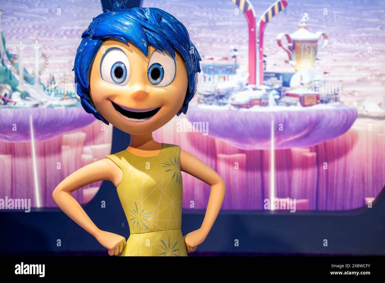 Madrid, Spain; 05-14-2024: Joy character from the Pixar movie Inside ...