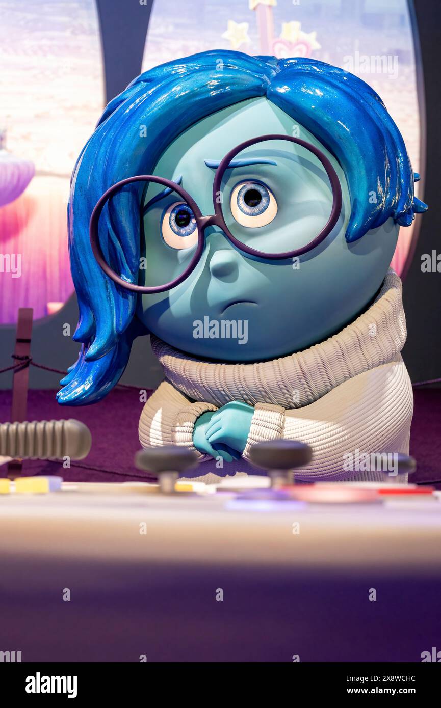 Madrid, Spain; 05-14-2024: Sadness character from the Pixar movie ...