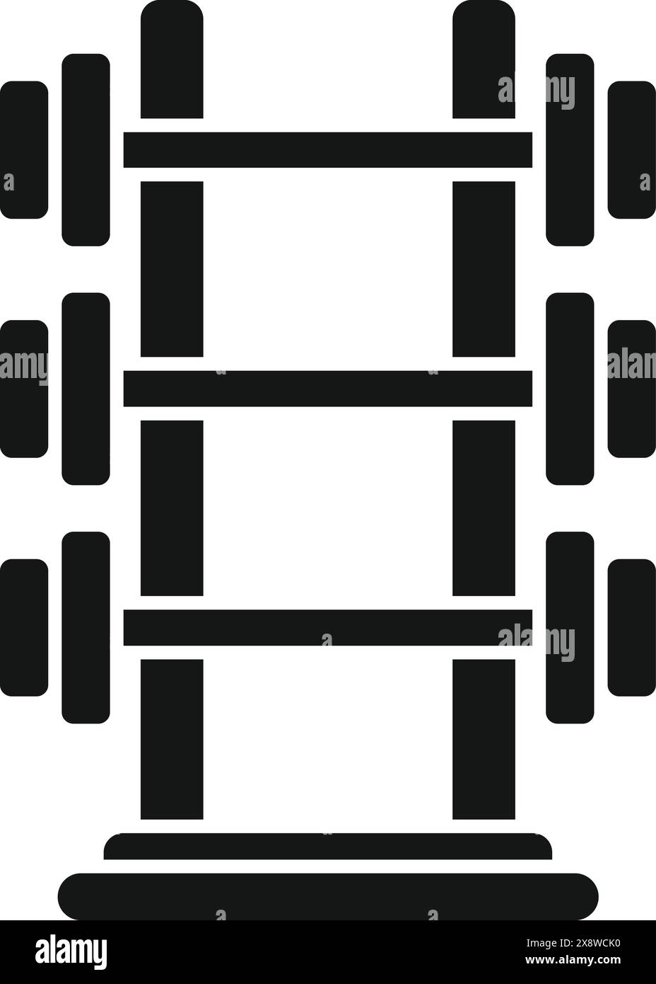 Illustration of a gym dumbbell rack icon for weightlifting. Strength ...
