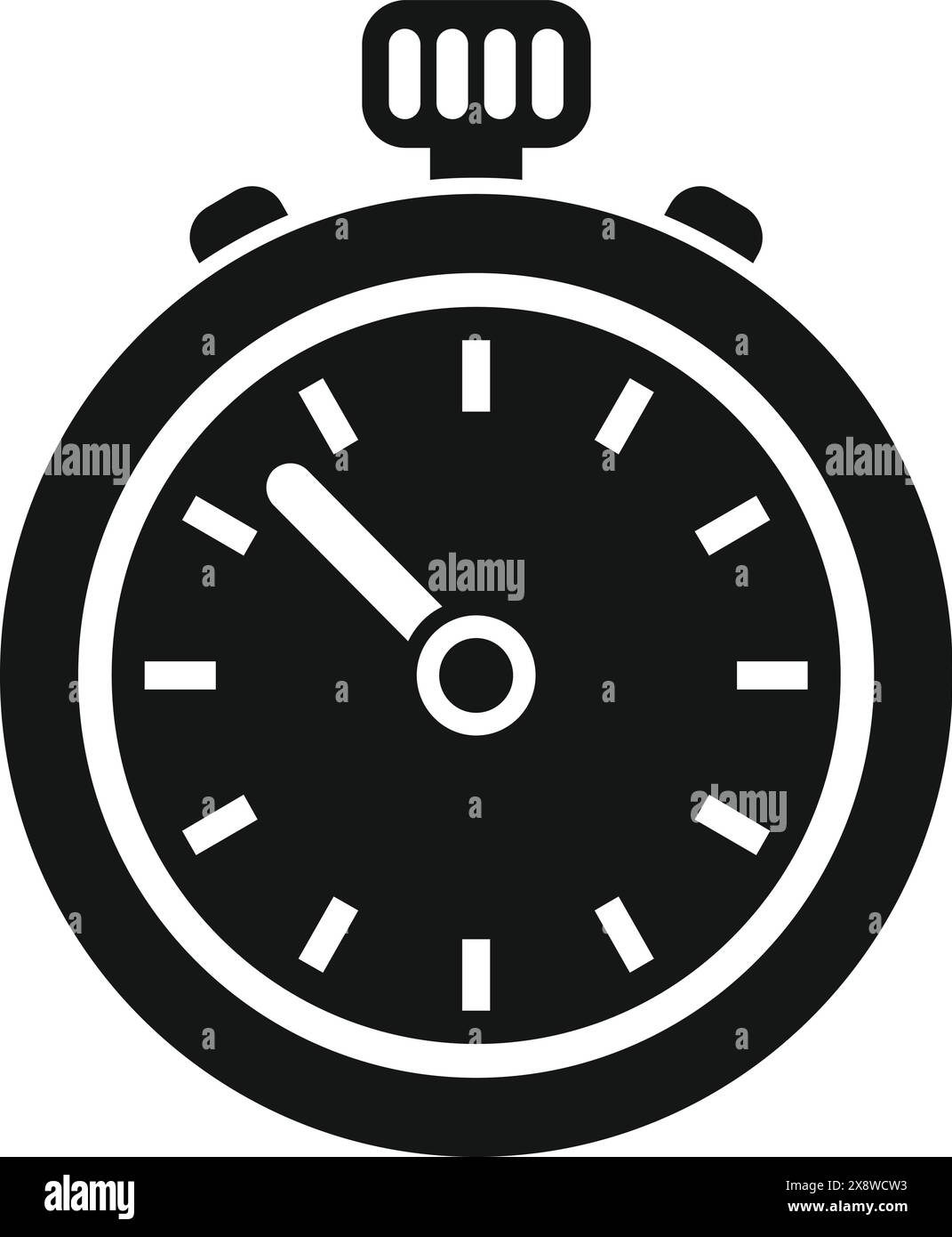 Vector illustration of a simplistic stopwatch icon in a bold black and ...