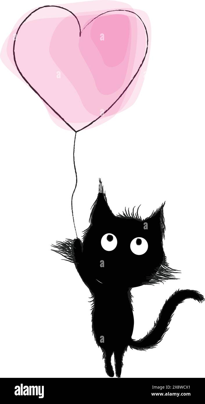 Black cat heart hi-res stock photography and images - Alamy
