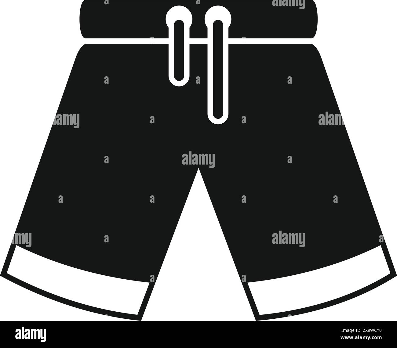 Vector icon illustration of men's shorts in a simplified black and ...