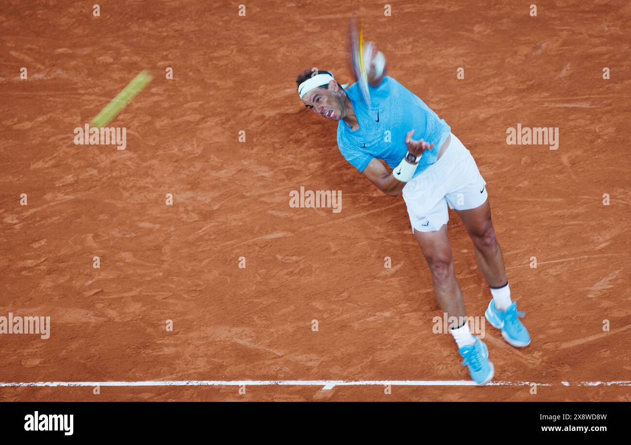Paris, France. 27th May, 2024. Spanish Rafael Nadal pictured in action ...