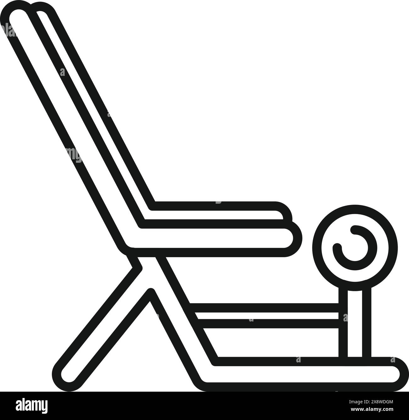 Simple outline illustration of a lounge chair and sun umbrella, perfect ...