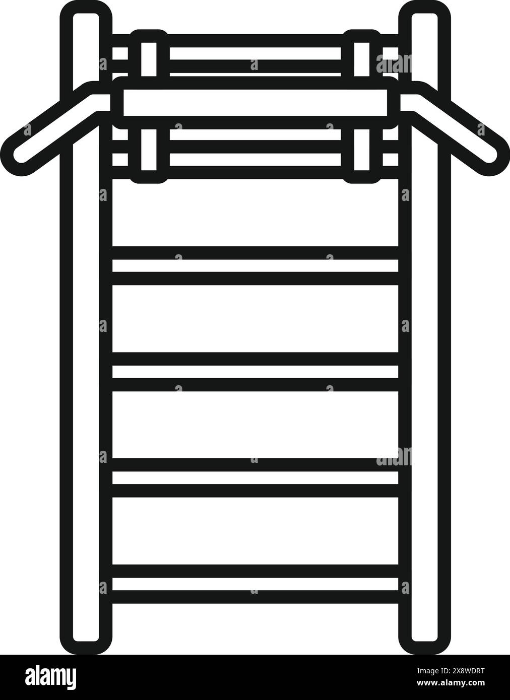 Black and white line art vector icon depicting a straightforward ladder ...