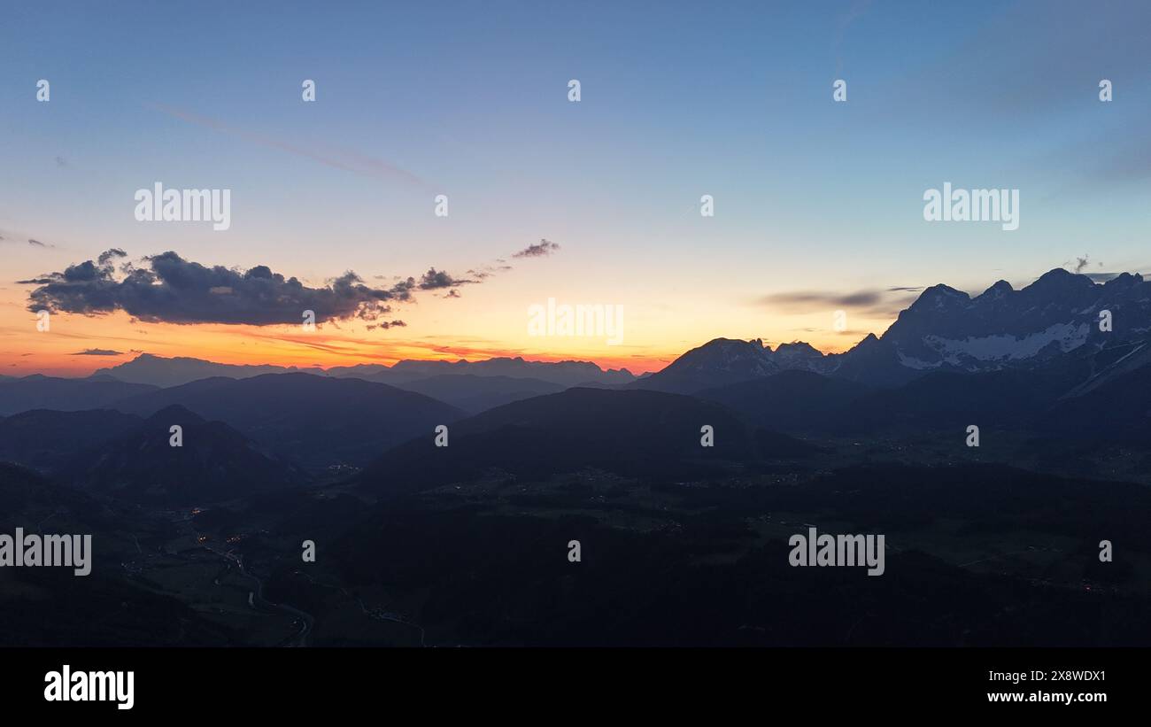 Mountain Range in an beautiful spring evening in the Austrian Alps ...