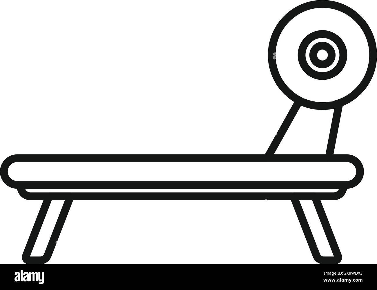 Simple, clean line drawing of a bench press, suitable for ...