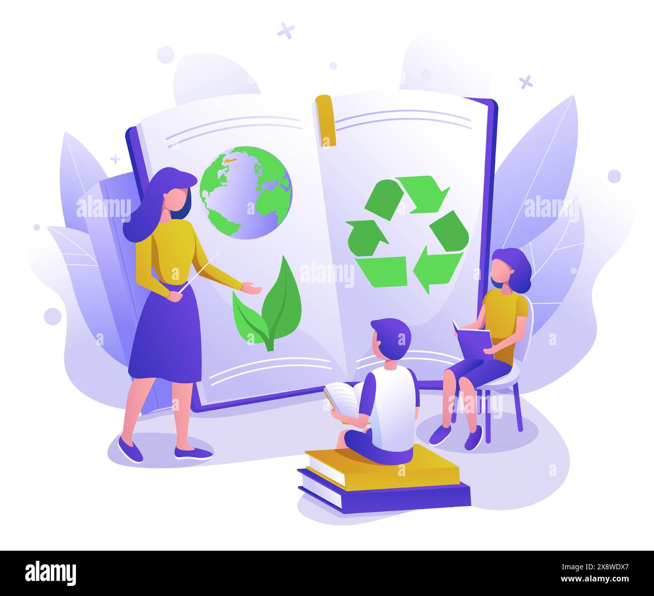 Recycling lesson for kids at school vector illustration Stock Vector ...