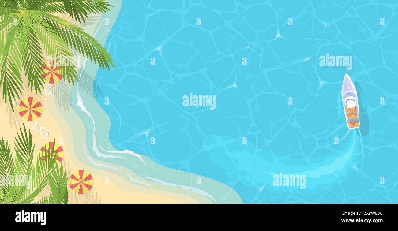Summer beach top view cartoon vector illustration Stock Vector Image ...
