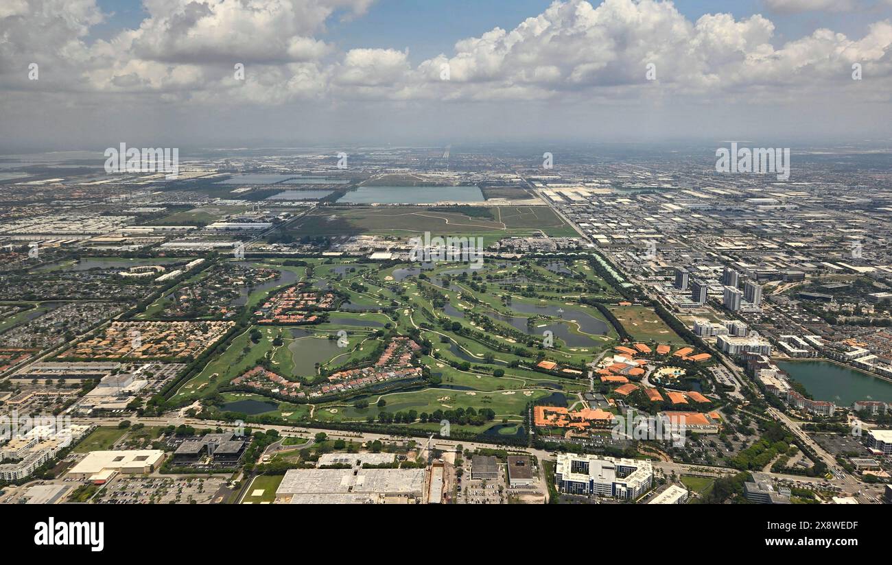 Aerial view of Trump National Doral golf resort and grounds and city of ... Aerial view of Trump National Doral golf resort and grounds and city of ...