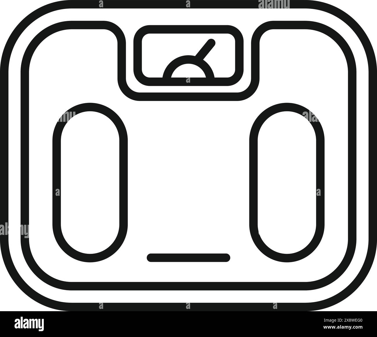Simplified line art drawing of a digital bathroom weight scale ...