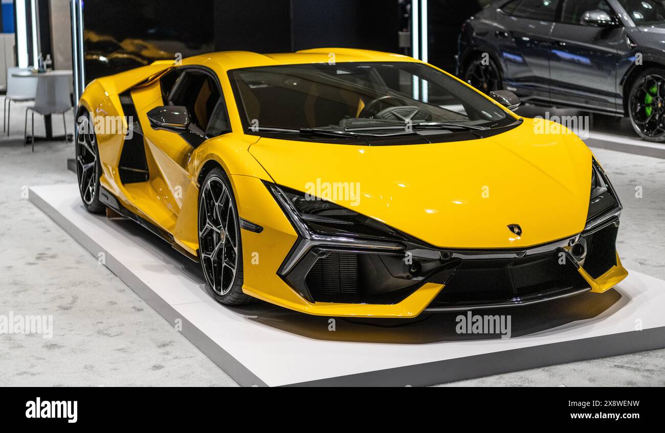 New York City, USA - March 27, 2024: Lamborghini Revuelto hypercar ...