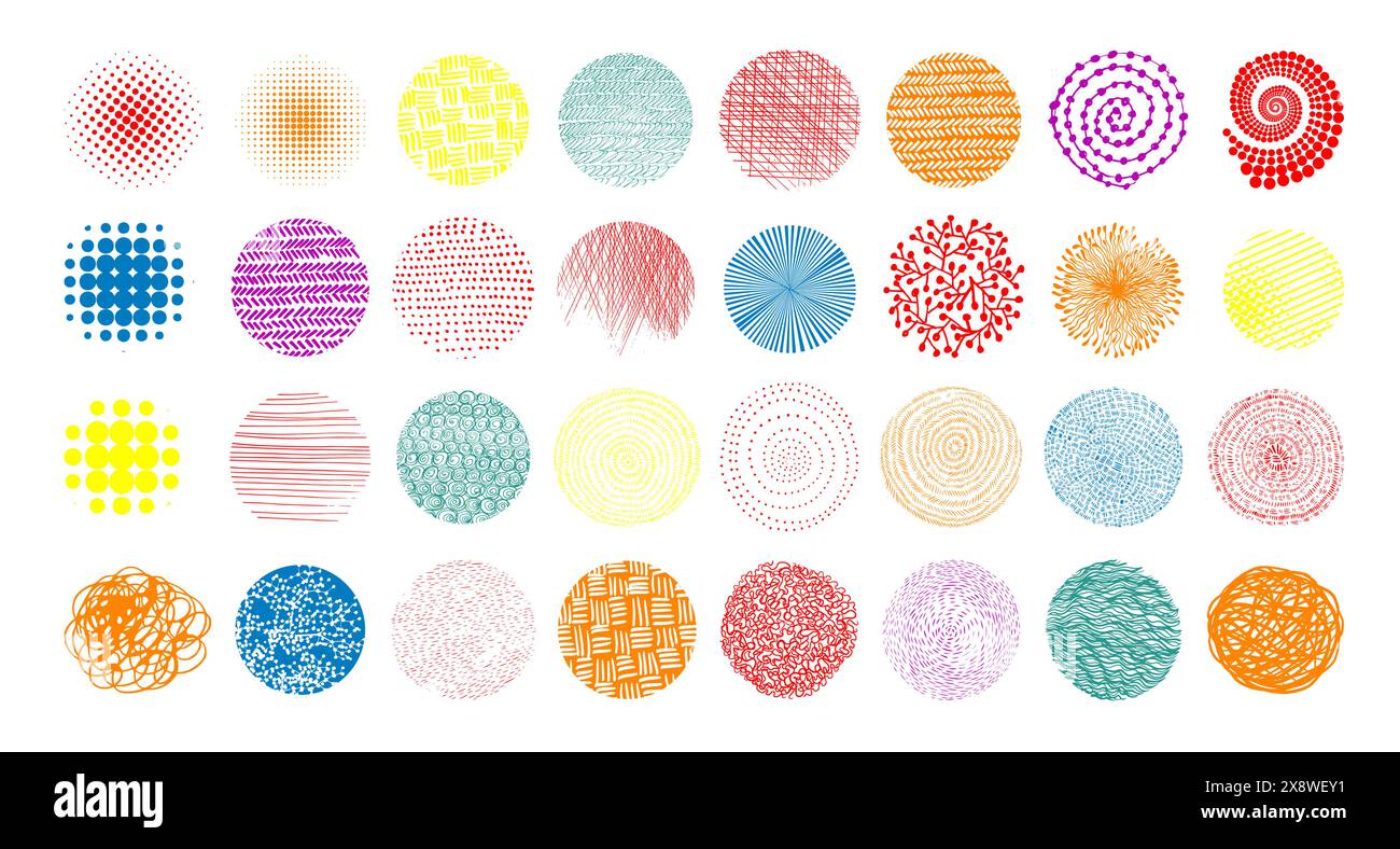 Set of graphic colored abstract circles hand drawn. hand drawing. Not ...