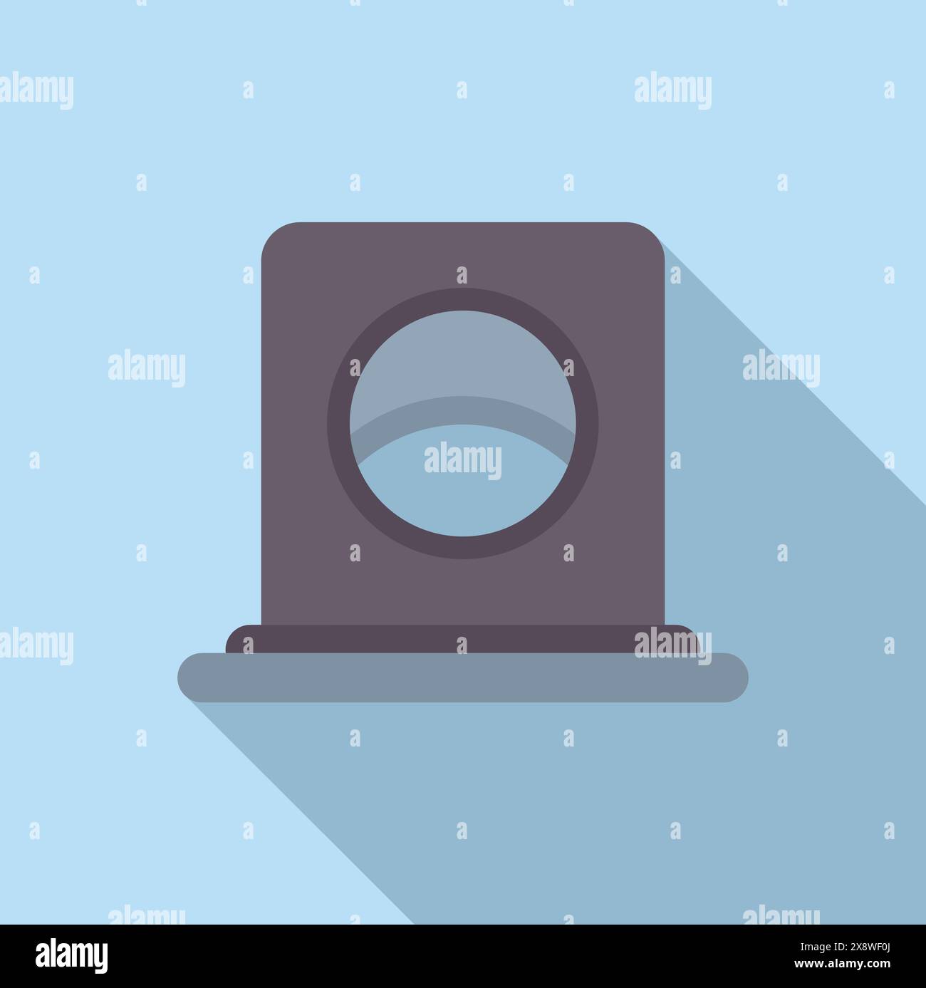 Simple, flat design cartoon icon of a washing machine with a ...