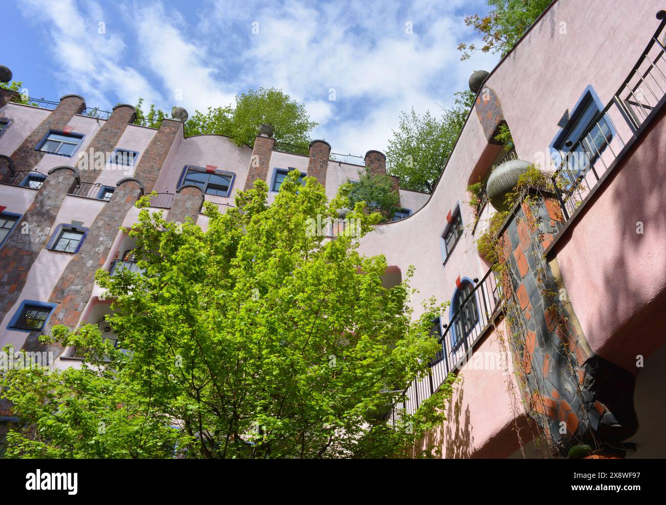 Magdeburg, Germany 04-20-2024 green living concept Hundertwasser house ...