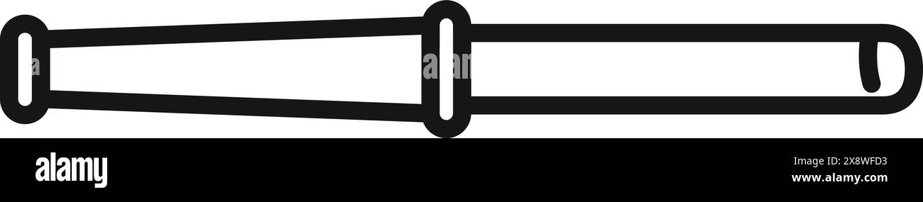 Outline vector illustration of a simple police baton on a white ...