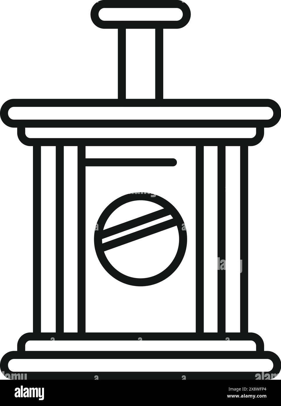 Minimalist black and white vector of a justice pillar and gavel ...