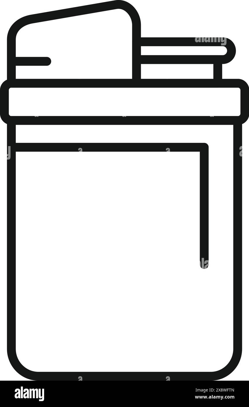 Vector illustration of a simple line art lighter with a flip lid ...