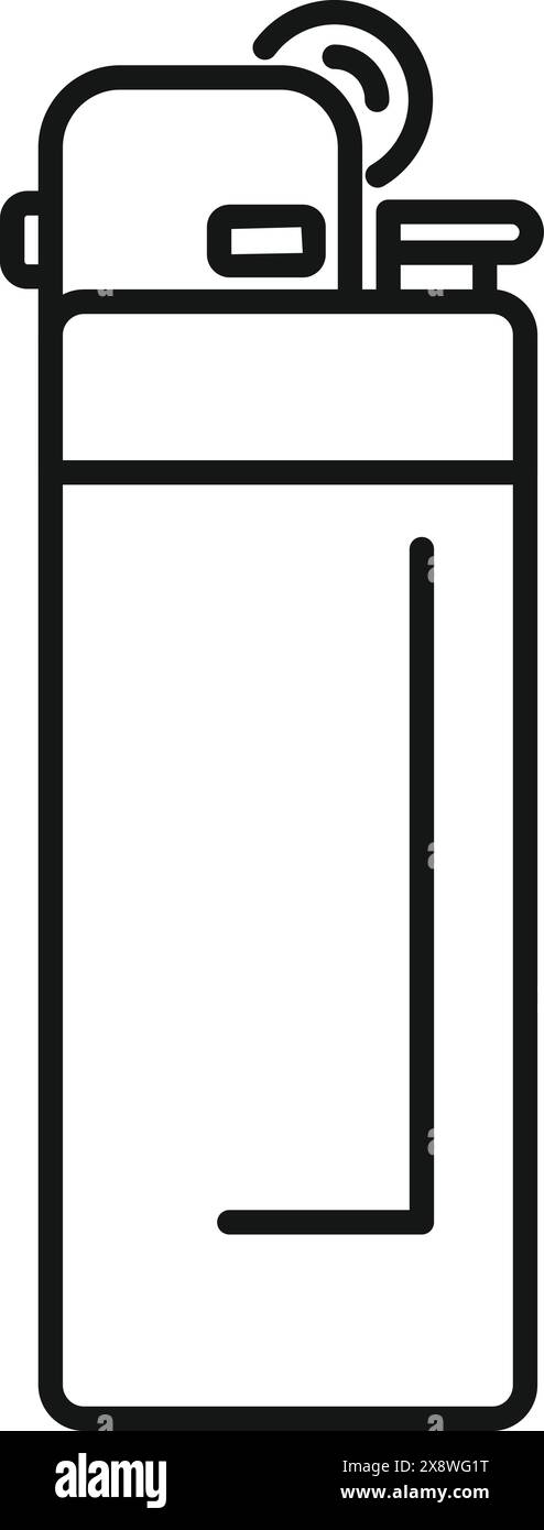 Black and white lineart illustration of a lighter, ideal for ...