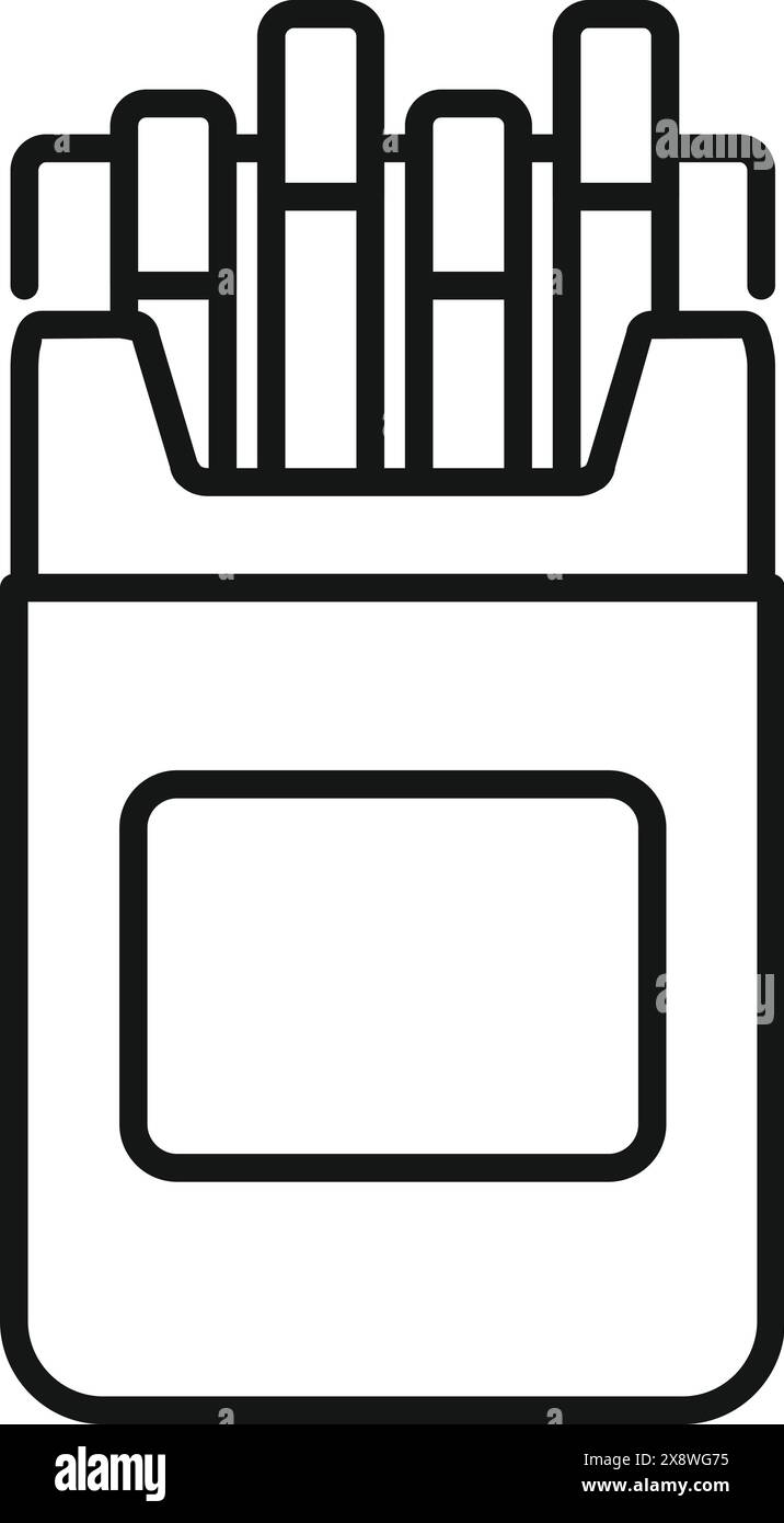 Vector line illustration of a cigarette pack, suitable for icons, logos ...