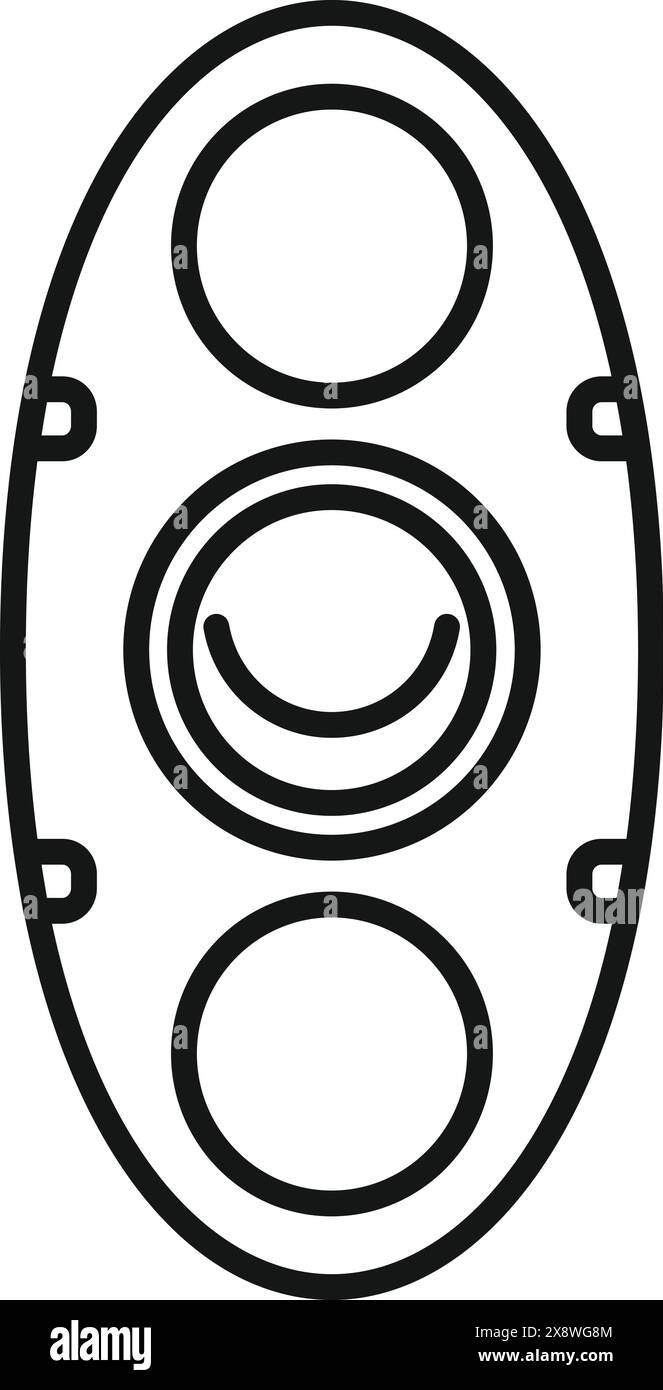 Simple line drawing illustration of a canoe suitable for logos or icons ...