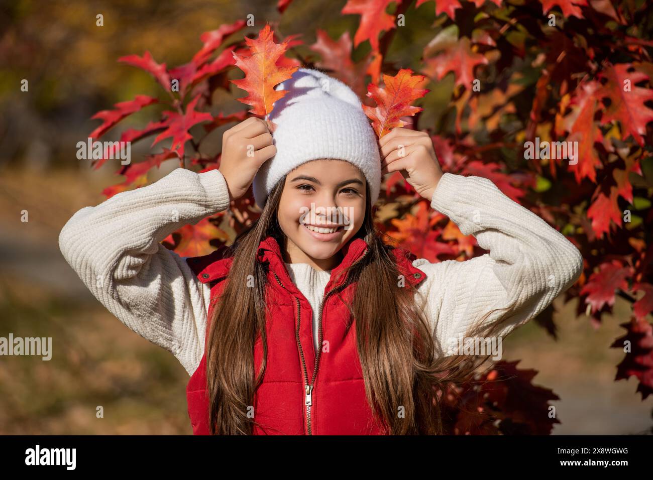 school girl in september. cheerful teen girl in fall. teenage girl at ...