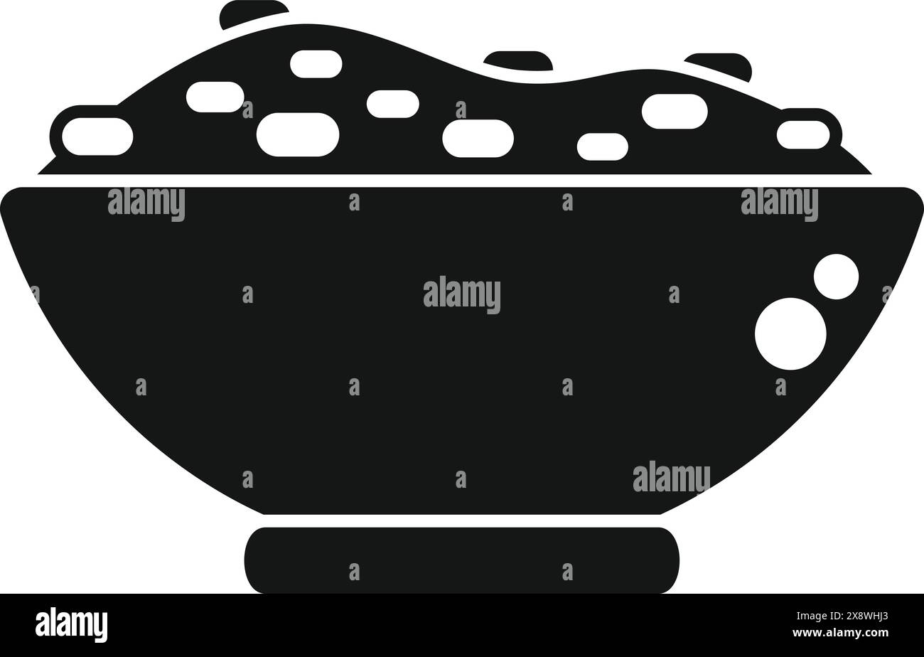 Vector illustration of a black silhouette rice bowl, ideal for ...