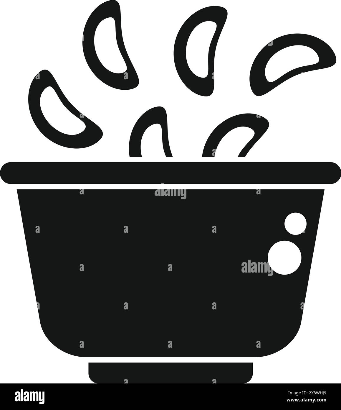 Steaming bowl icon with hot food symbol, vector illustration, black and ...