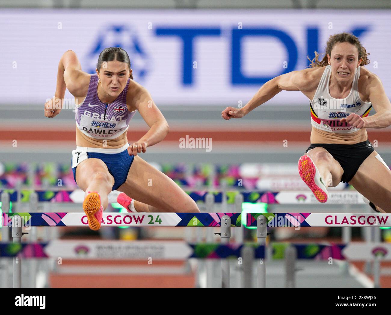 Abigail Pawlett of Great Britain and Noor Vidts of Belgium competing in ...